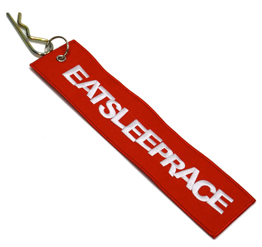 Embroidered Parachute Tag | Red - Eat Sleep Race - Racing Lifestyle Apparel