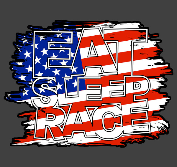 Flag Vinyl Decal | USA - Eat Sleep Race - Racing Lifestyle Apparel