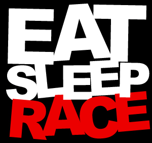 Logo Vinyl Decal | White/Red - Eat Sleep Race - Racing Lifestyle Apparel