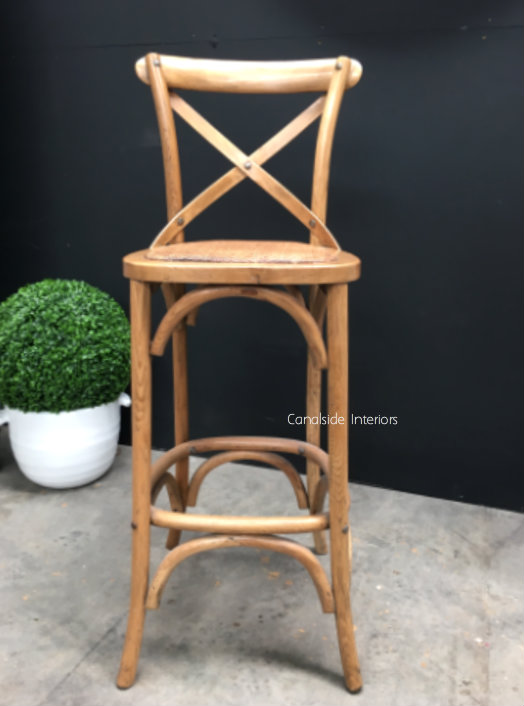 Cross Back Bar Stool - French Oak Finish | Hamptons Elegance ...
