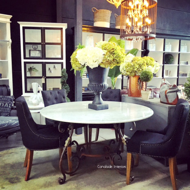 Santiago Round Dining Table Carrara Marble Top 140cm - Canalside