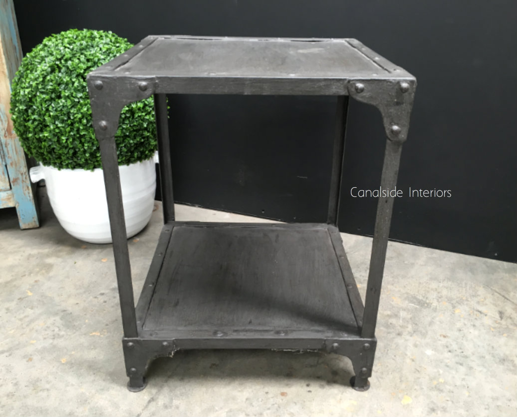 Foundry Industrial Side Table Large 2 Tier - Canalside Interiors