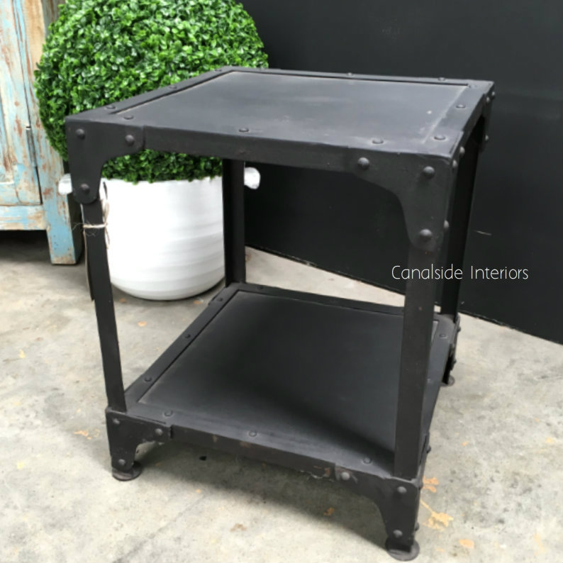 Foundry Industrial Side Table Medium 2 Tier - Canalside Interiors