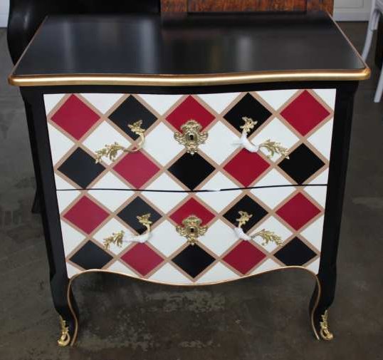 Cassis French Commode Black Red White Gold - Canalside Interiors