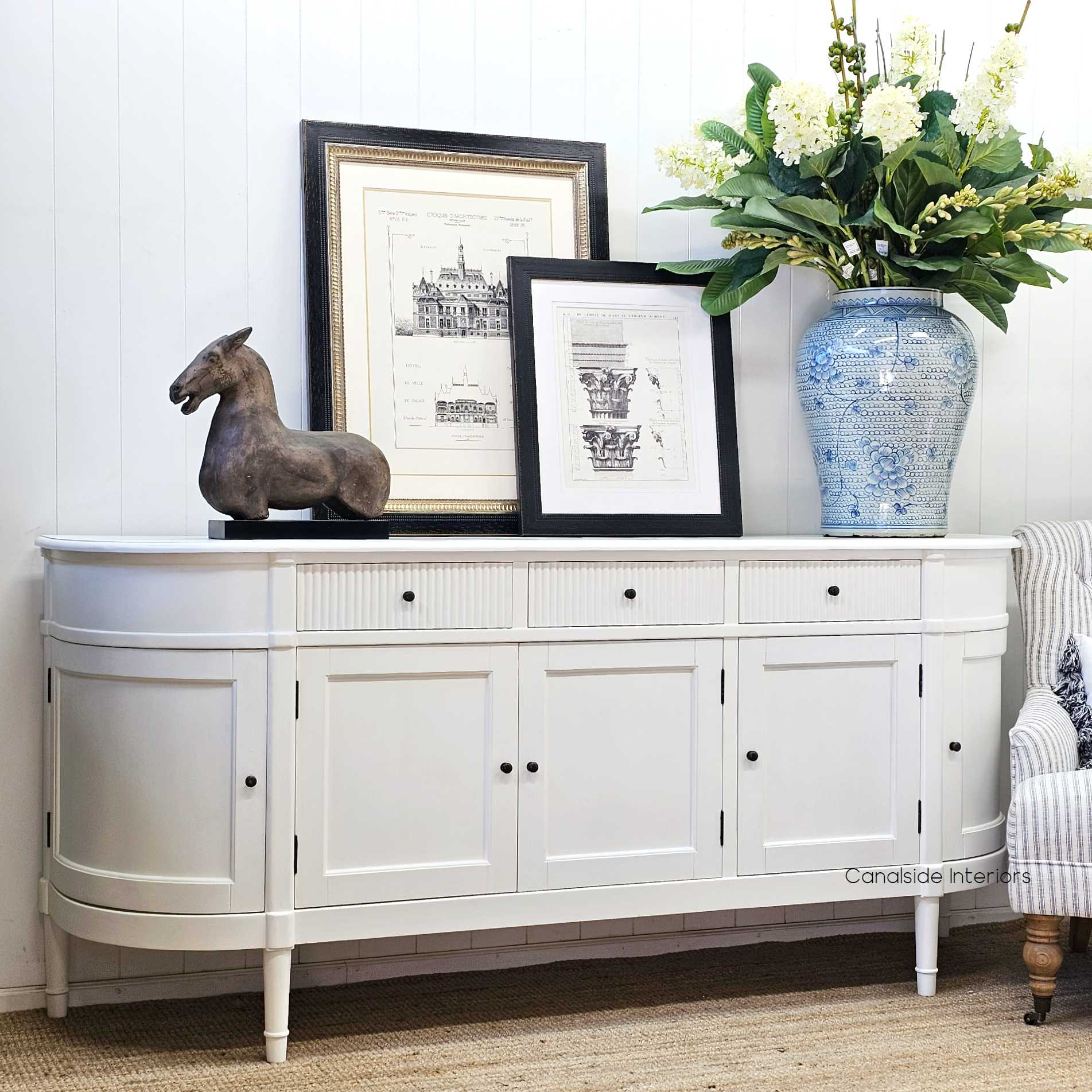 French Louis Buffet Grande - Distressed White | Modern Classic ...