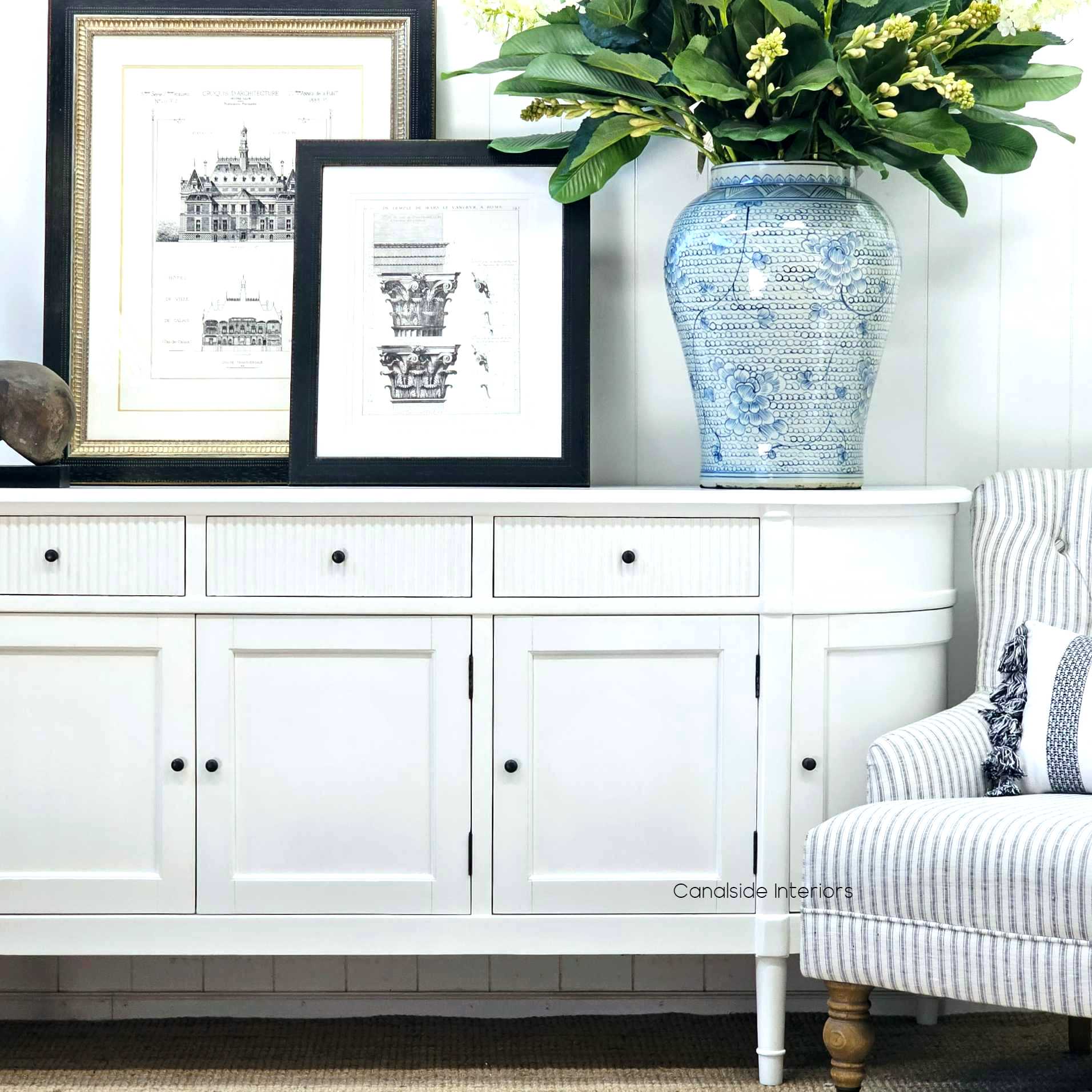 French Louis Buffet Grande - Distressed White | Modern Classic ...