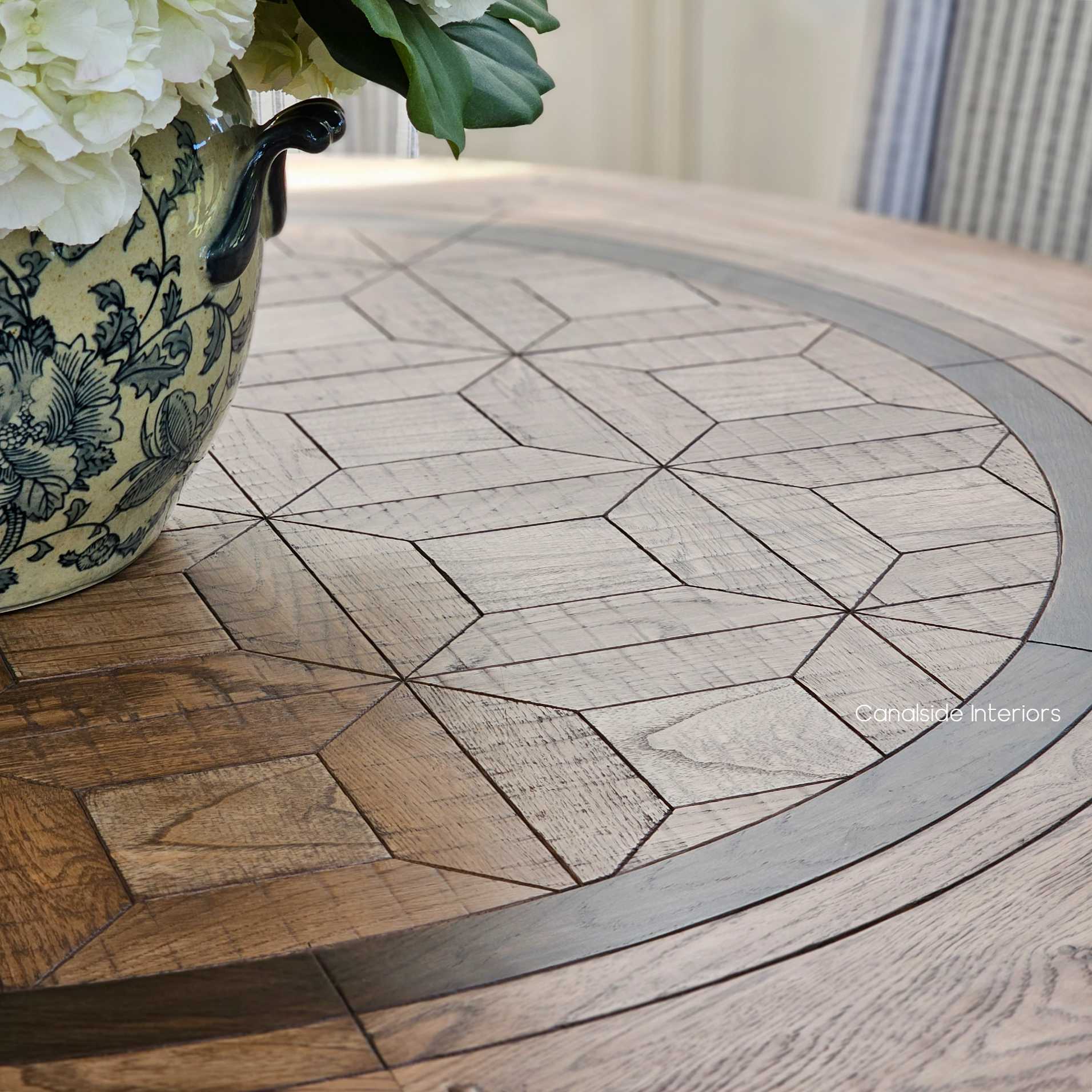 Round kitchen table with tile inlay store