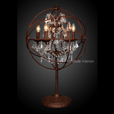 Foucault Iron Orb Crystal Table Lamp 80cm | Classical Elegance - Canalside Interiors