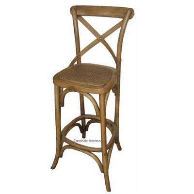 Cross Back Bar Stool - French Oak Finish | Hamptons Elegance ...