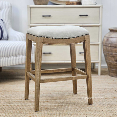 Mila Upholstered Kitchen Bar Stool - Cream & Natural Oak | Contemporary ...
