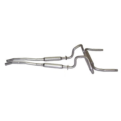 67-69 Mustang 2.25" Dual Exhaust System, Transverse Single Muffler