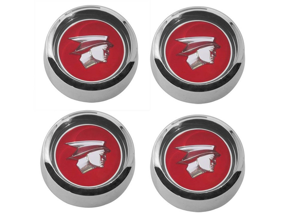 1967-1968 Original Cougar Hub Caps (Set, Red) - Drake - Mustangs, Etc.