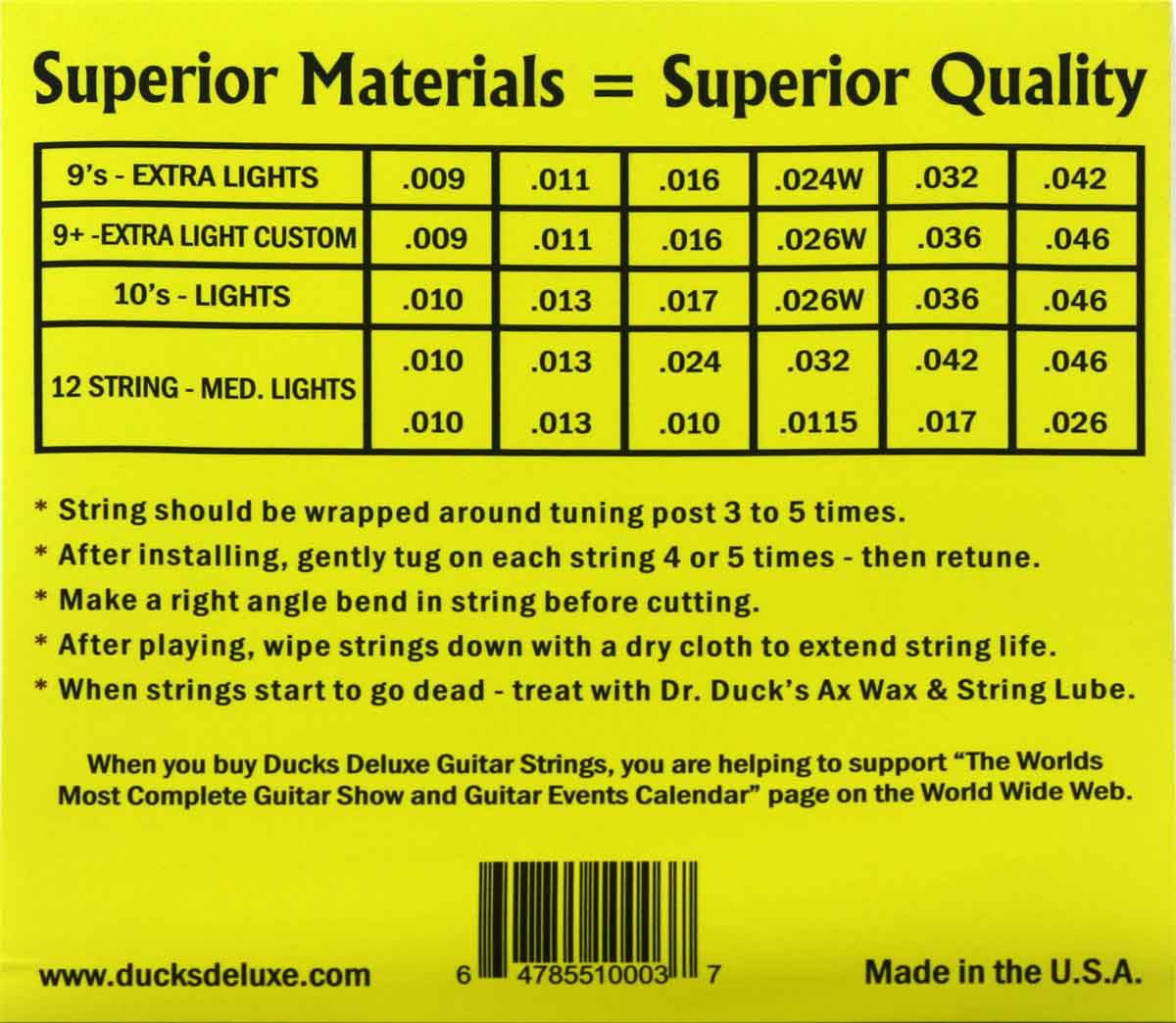 Dr. Duck's Extra-Light Electric Guitar Strings .009-.042 - SV Guitars