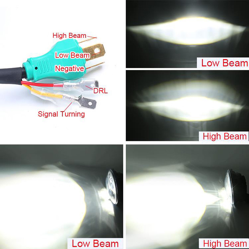 7" 90W DOT High/Low Beam CREE LED Headlight Set with Full Halo White ...