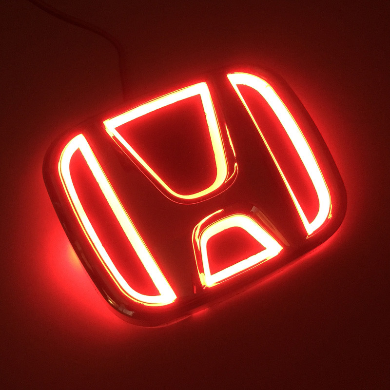 HONDA - CHROME 9cm x 7cm 5D LED Badge/Emblem/Logo - WHITE/RED/BLUE LED ...