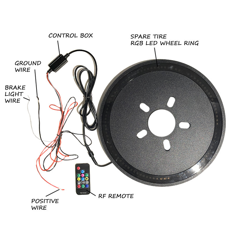 Jeep Wrangler Spare Tire Dynamic RGB LED Wheel Light + Brake Light ...