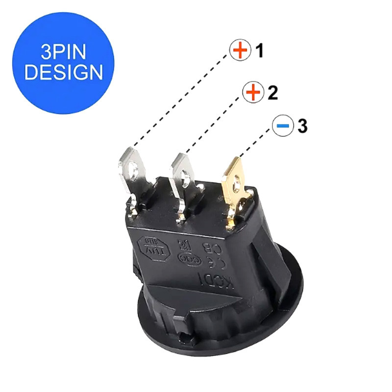 Round Toggle Switch - 12V ON/OFF with LED indicator light / 1pc