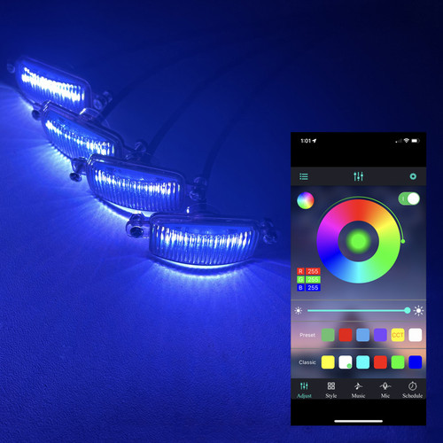 Smoked Lens RGB+W Bluetooth LED Grille Lights, Strobe Lights, DRL ...