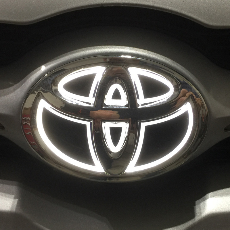 TOYOTA - CHROME 12cm x 8cm 5D LED Badge/Emblem/Logo - WHITE/RED/BLUE ...