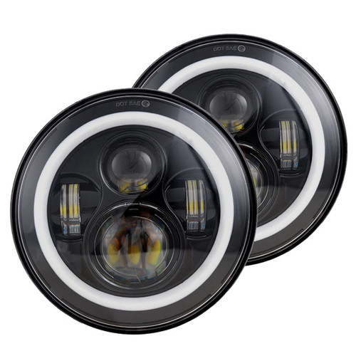 7" 90W DOT High/Low Beam CREE LED Headlight Set with Full Halo White ...