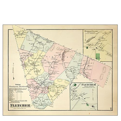 Fletcher, VT- 1871 Beers Atlas Map reprint - Village Frame Shoppe & Gallery