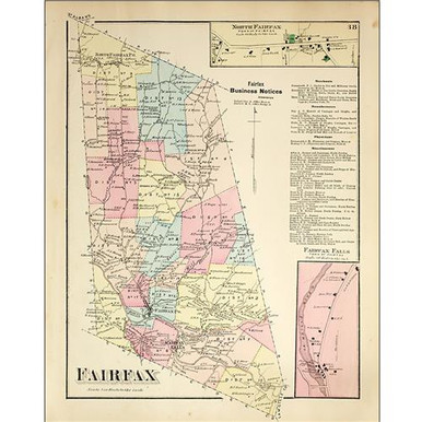 Fairfax, VT- 1871 Beers Atlas Map reprint - Village Frame Shoppe & Gallery
