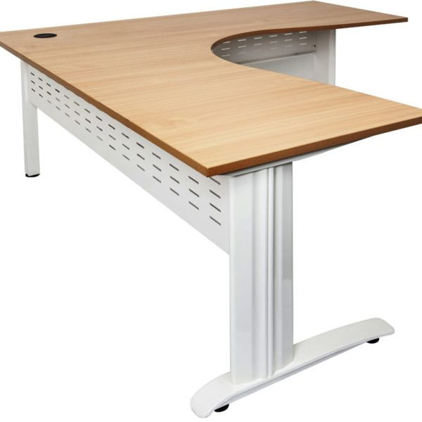 Rapid Span Cockpit Corner Desk 1800Wx1800Wx700mmD Beech Top White Steel ...