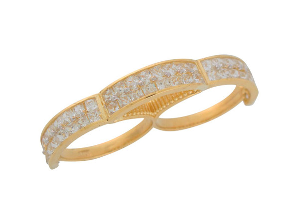 Real Bight Pave Set Ladies Hip Hop Two Finger Ring (JL# R9378 ...