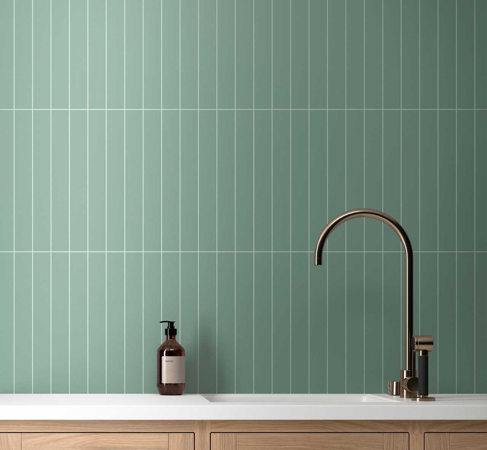 Pillar Matt Green Long Metro Wall Tiles (40cm x 5cm)