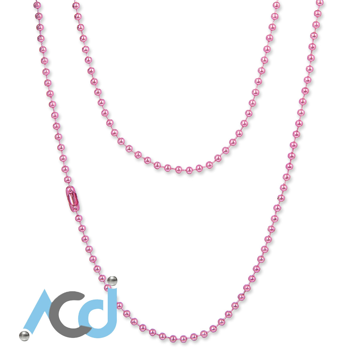 Hot Pink Chain Necklace - Ball Chain - Aussie Chains Direct