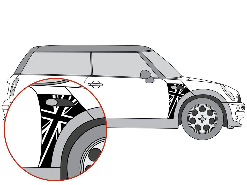 Decal Sets for MINI Cooper R53 2001 to 2006 Union Jack Side Scuttles ...