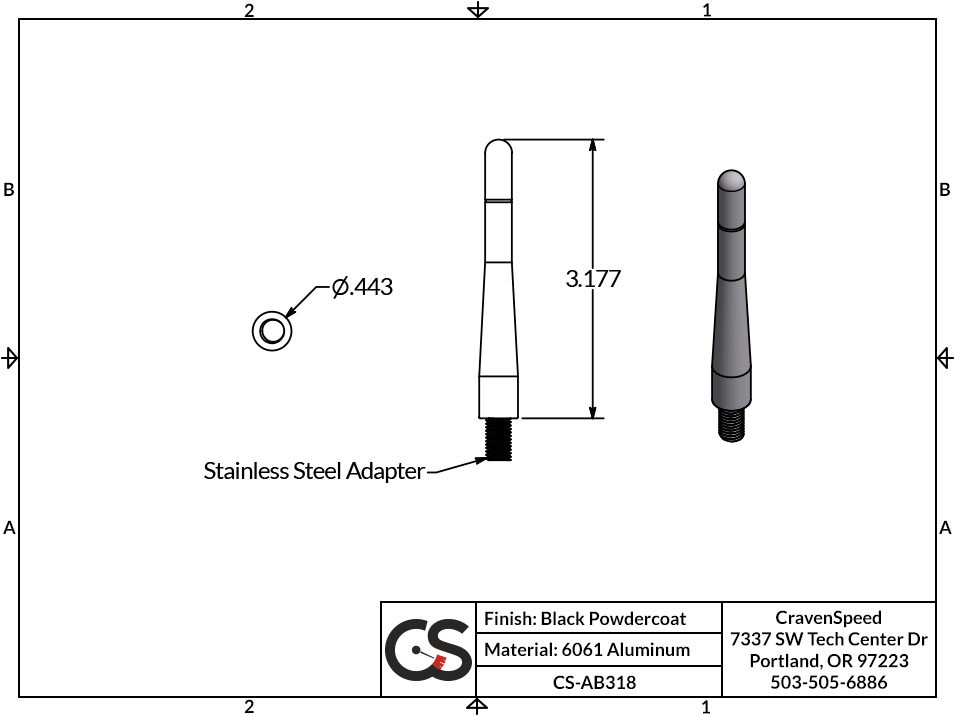 The Stubby Antenna for HUMMER H2 2003 to 2009 Original