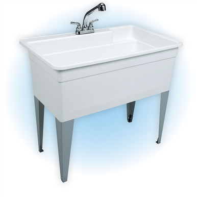 Mustee 28CF Bigtub Utilatub Combo Tub Faucet Supply Lines P-Trap