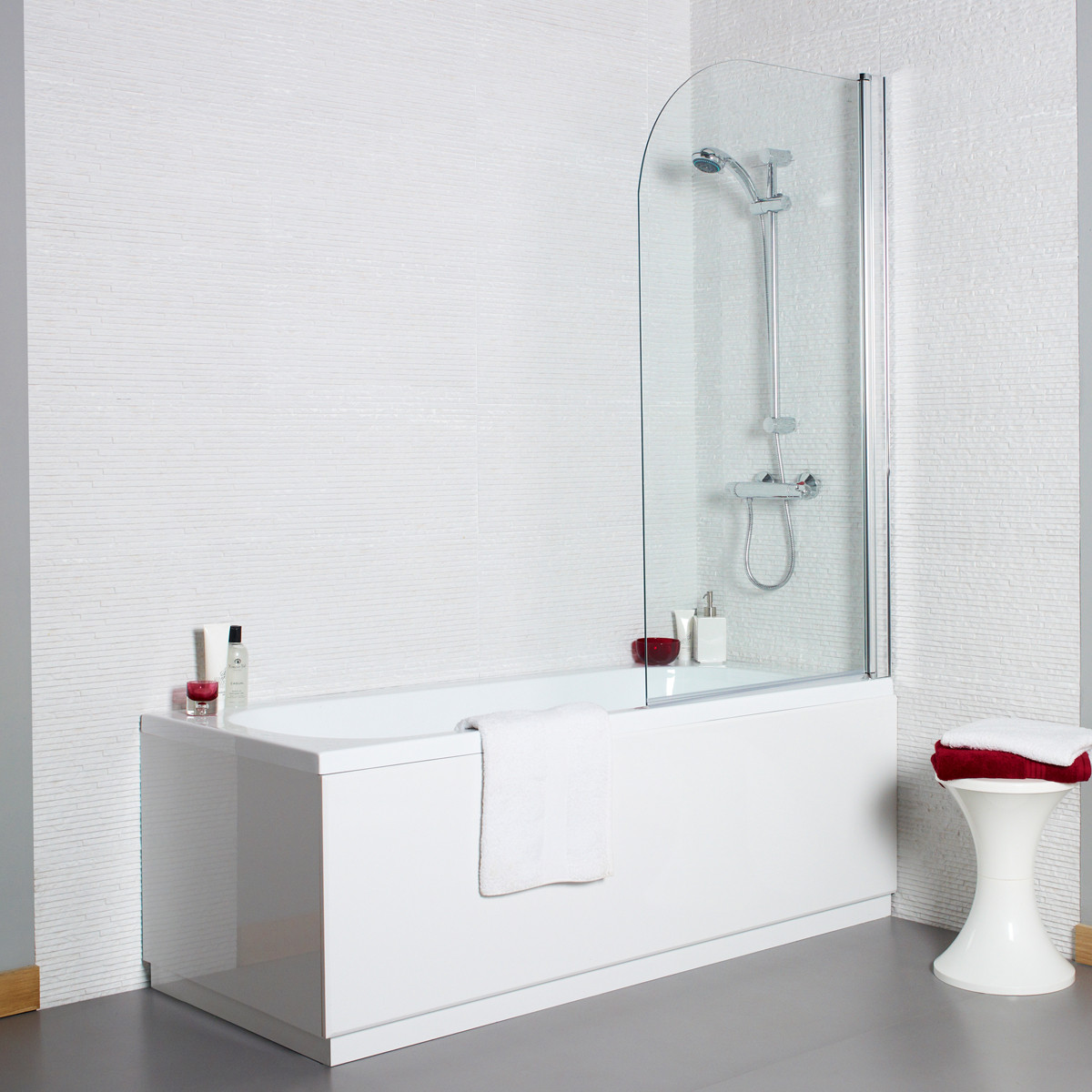 Koncept Straight Screen with Radius Edge - Plumbing & Bathrooms UK