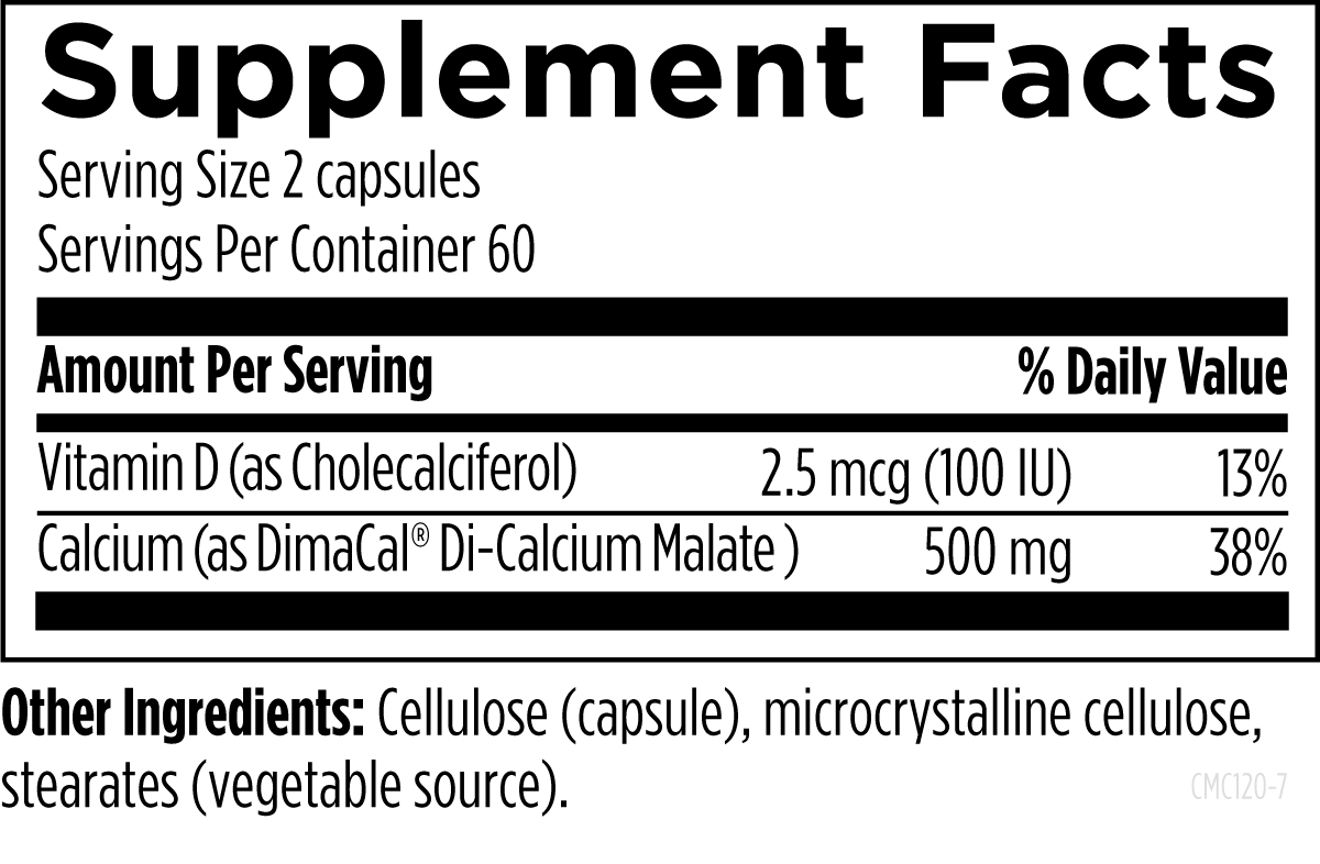 Calcium Malate 250mg 120c | Designs for Health - Covenant Health Products