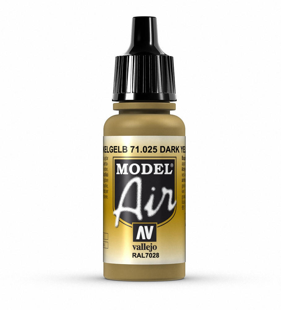 Vallejo Model Air 025 17ml Dark Yellow Matt Acrylic - Wonderland Models ...