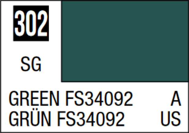 Mr Hobby Mr Colour 10ml 302 Green FS34092 Semi Gloss Acrylic Paint ...