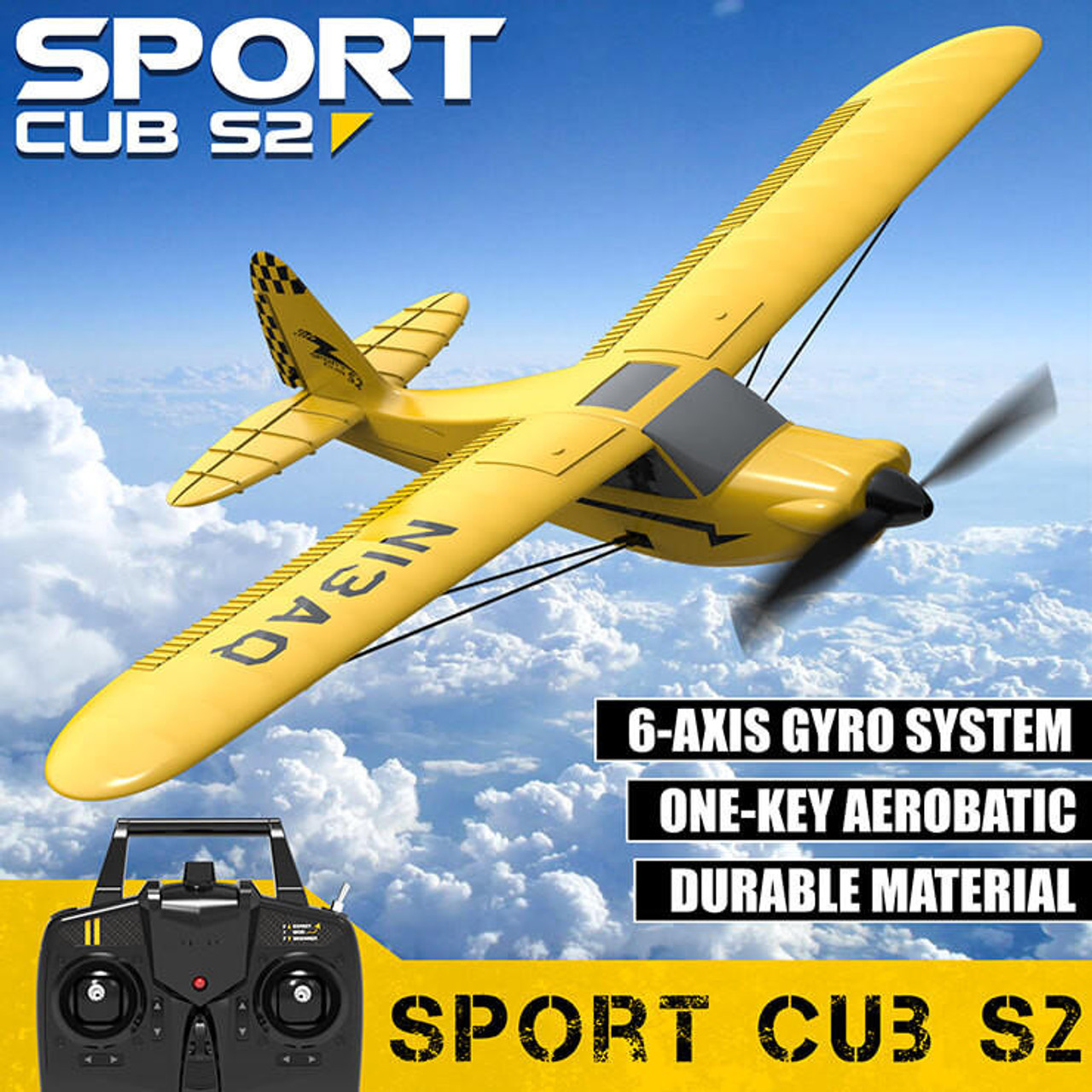 Volantex Sport Cub S2 3Ch 400mm Brushed W/Gyro EPP RTF RC Plane - Wonderland Models | V761-14 ...
