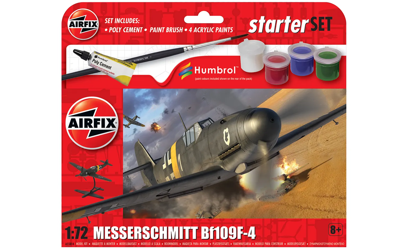 Airfix 1/72 Messerschmitt Bf 109F-4 Starter Set - Wonderland Models | A55014 | £11.99