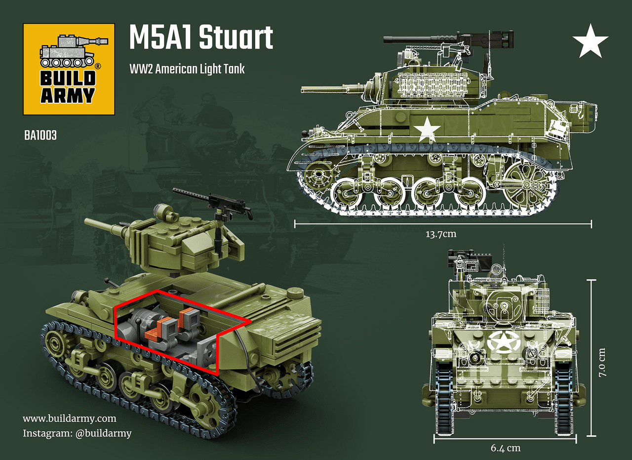 Build Army 1/33 M5A1 Stuart Light Tank - Wonderland Models | B1003 | £39.99