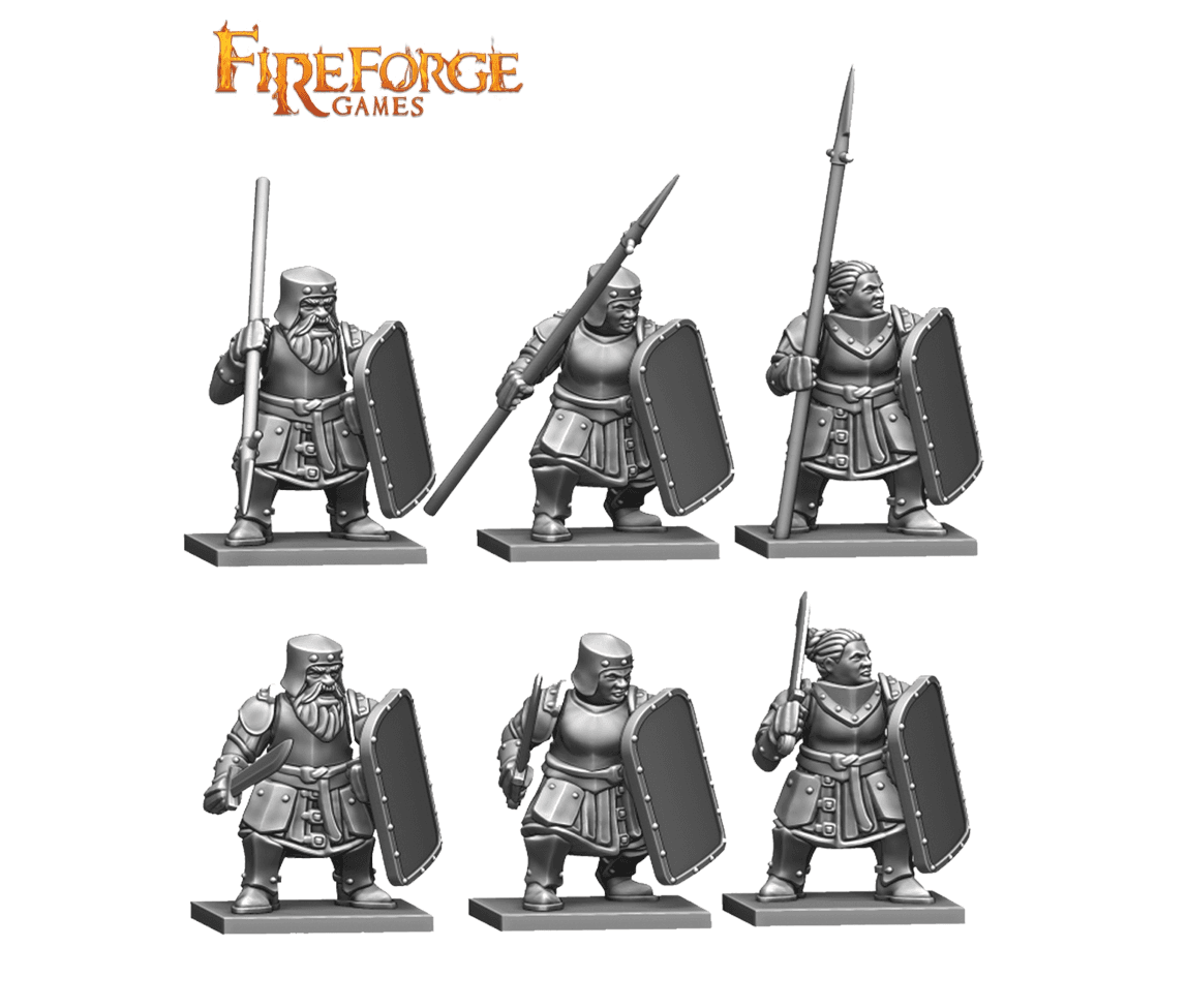 Fireforge Games 28mm Forgotten World - Stone Realm Dwarf Warriors ...