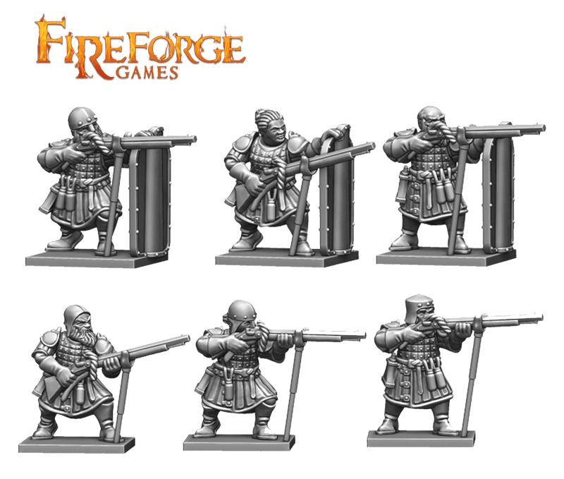 Fireforge Games 28mm Forgotten World - Stone Realm Dwarf Arquebusiers ...