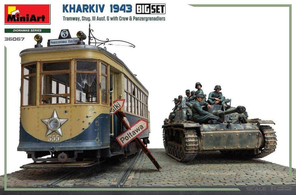 MiniArt 1/35 Kharkiv 1943 Tram & Stug. III Ausf. G w/Crew Set ...