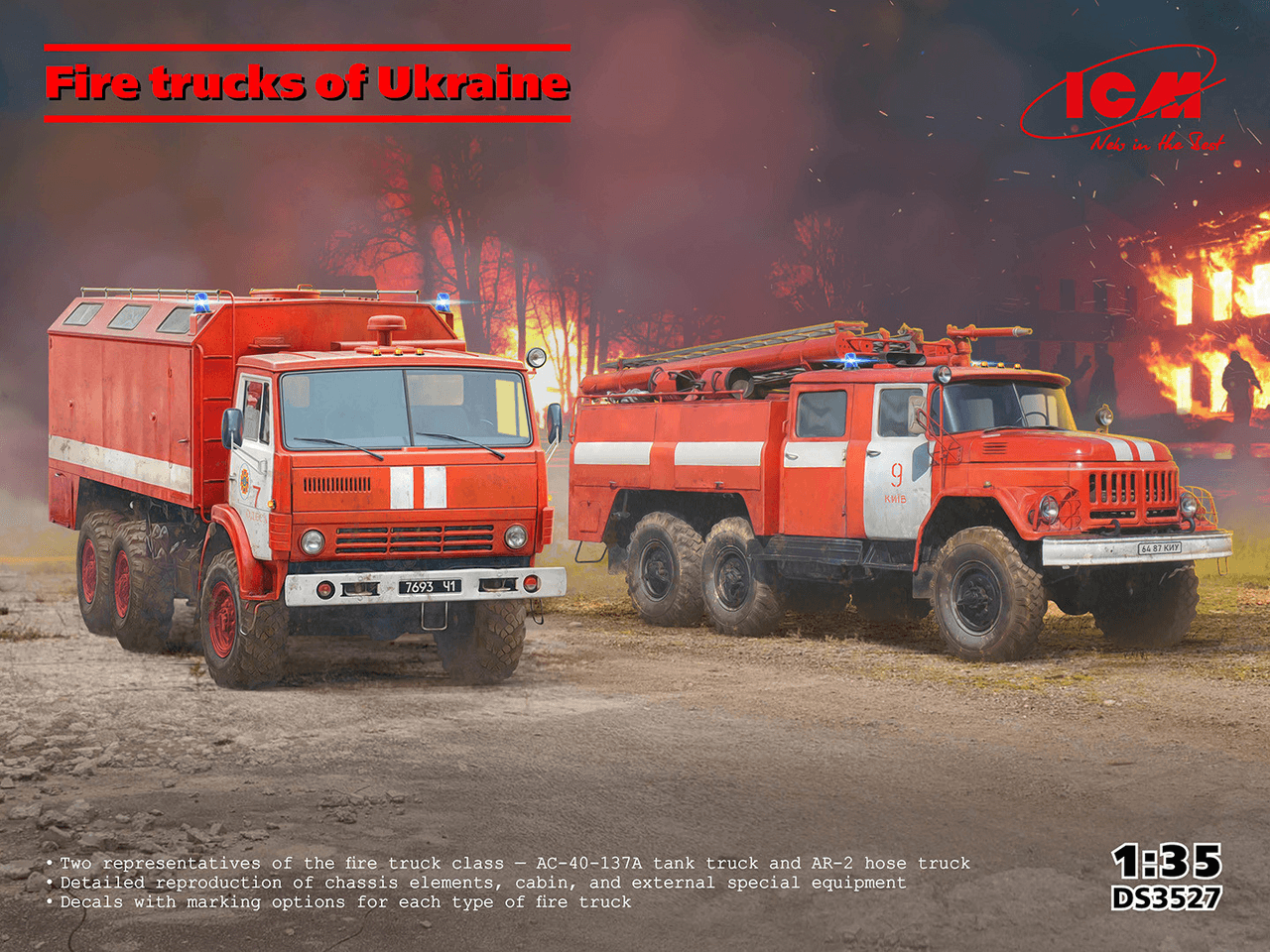 ICM 1/35 Ukrainian Fire Trucks - AC-40-137A and AR-2 - Wonderland Models | ICMDS3527 | £69.99