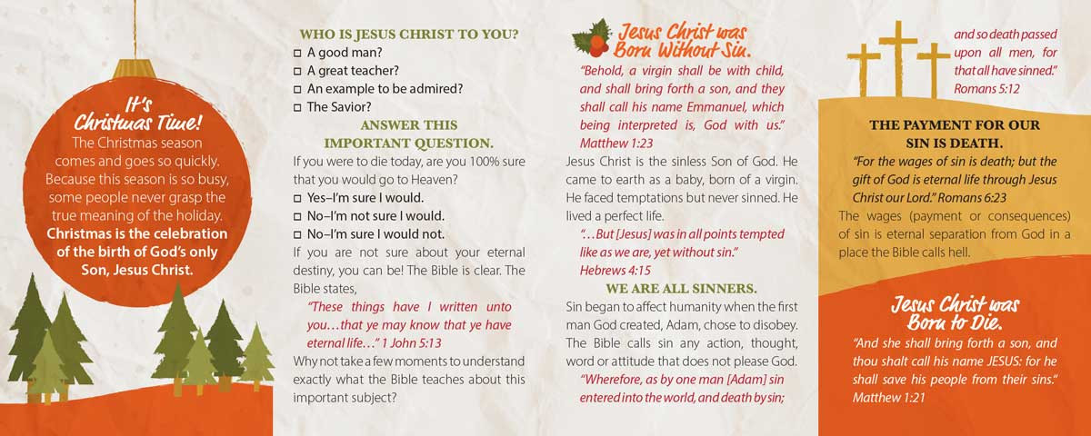 Gospel Tract No Christmas Without Christ Bold Ornament