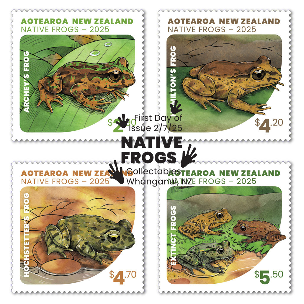 Native Frogs Set of Cancelled Stamps - NZ Post Collectables