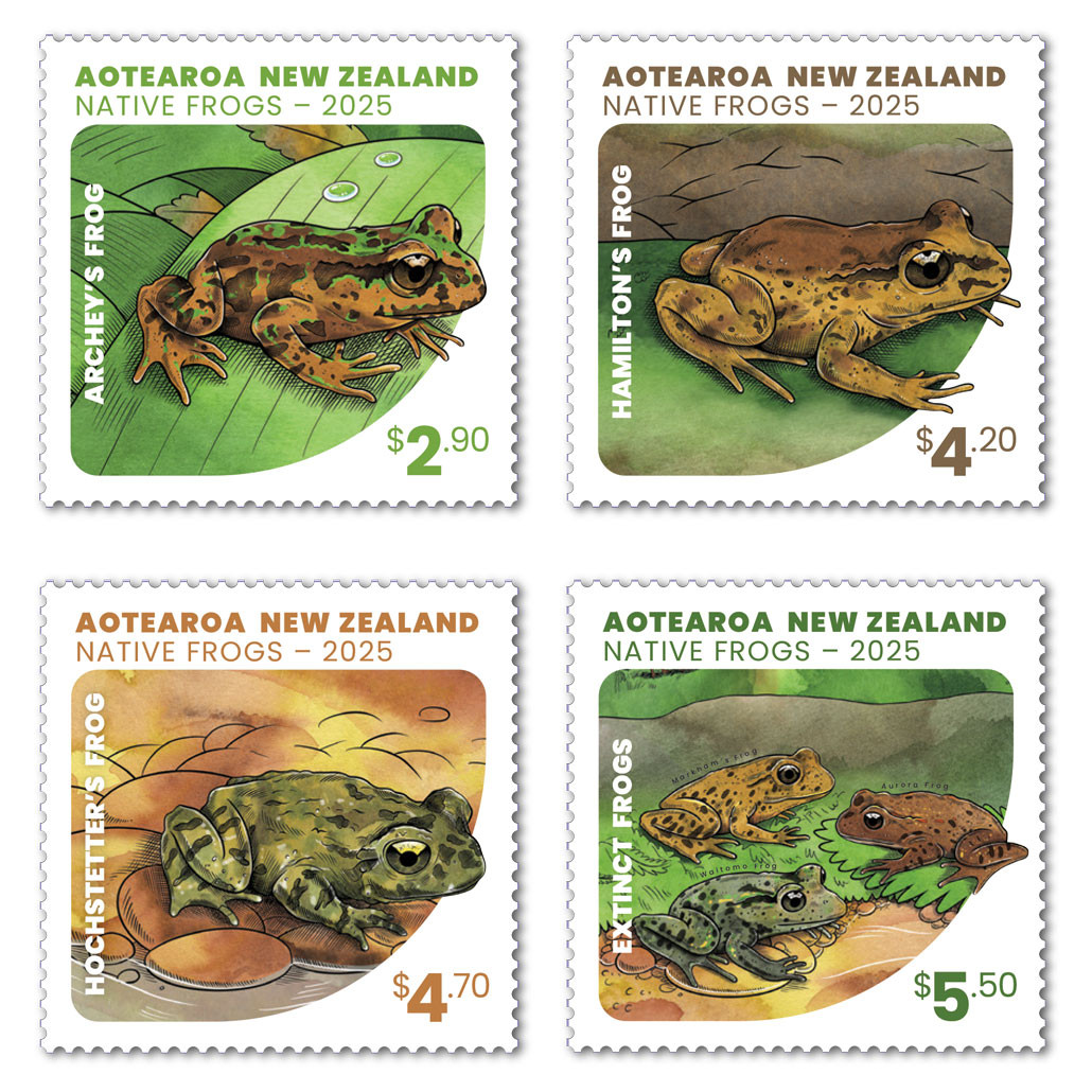 Native Frogs Set of Mint Stamps - NZ Post Collectables