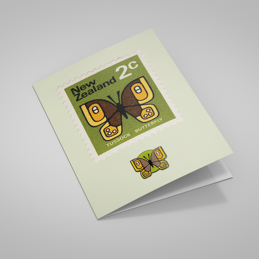 Enid Hunter Butterflies 1970 Tussock Butterfly 2c Stamp Greeting Card ...