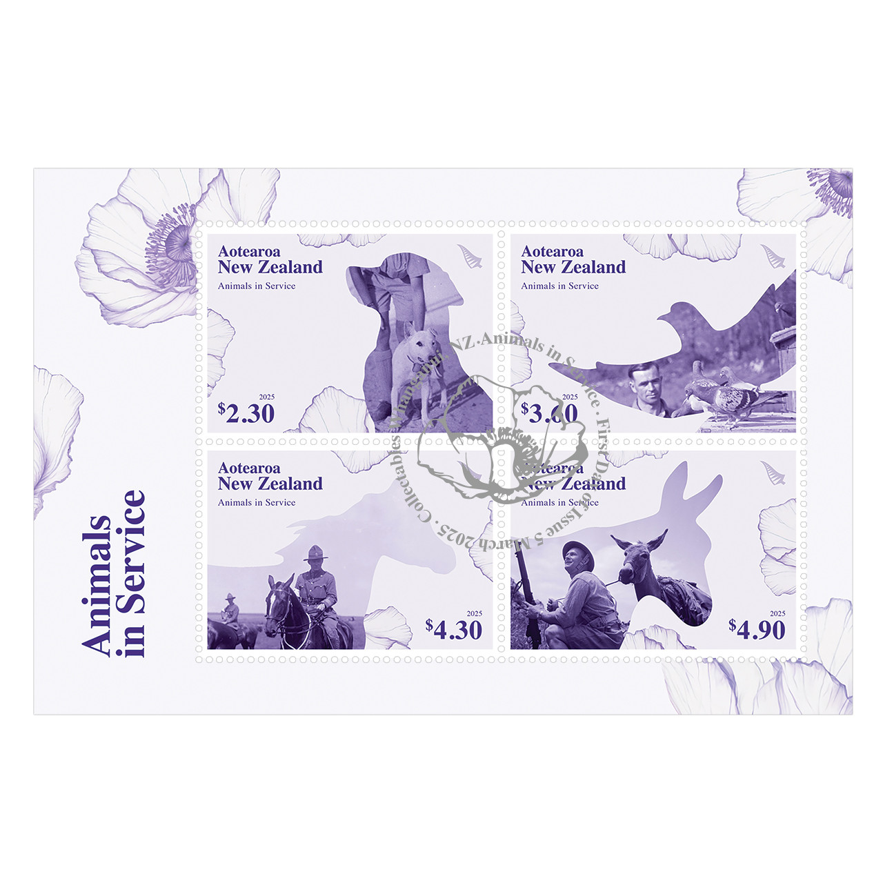 2025 Animals in Service Cancelled Miniature Sheet - NZ Post Collectables