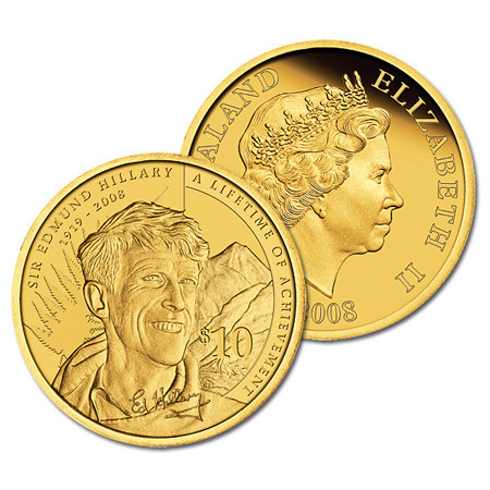2008 Sir Edmund Hillary Gold Proof Coin - NZ Post Collectables